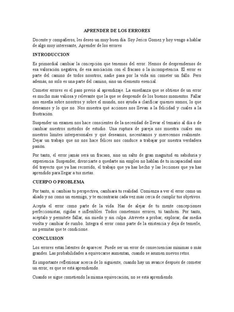 Aprender de Los Errores | PDF | Cognición | Ciencia cognitiva