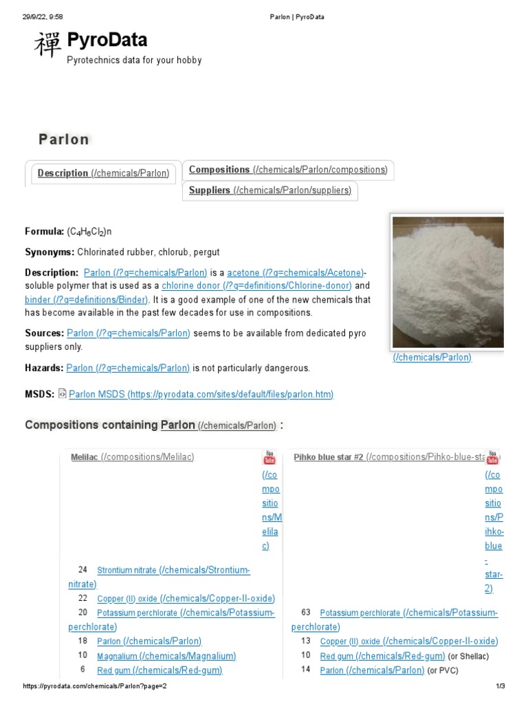 Parlon - PyroData 3 | Download Free PDF | Perchlorate | Chemical Substances
