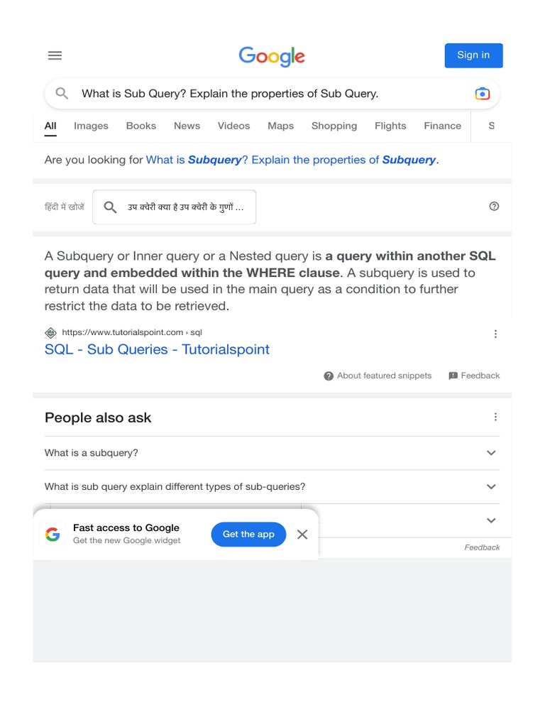 What Is Sub Query? Explain The Properties of Sub Query. - Google Search | PDF | Data Management ...