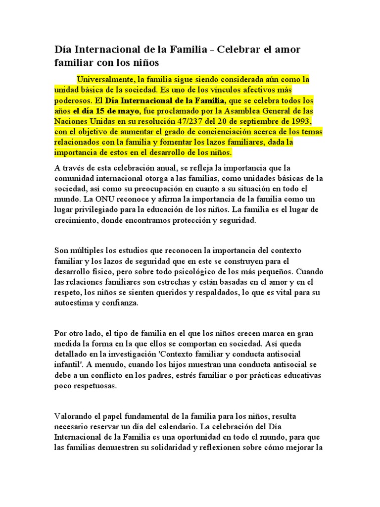 Día Internacional de La Familia | PDF