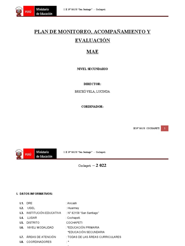 PLan de Monitoreo | PDF | Método de enseñanza | Evaluación