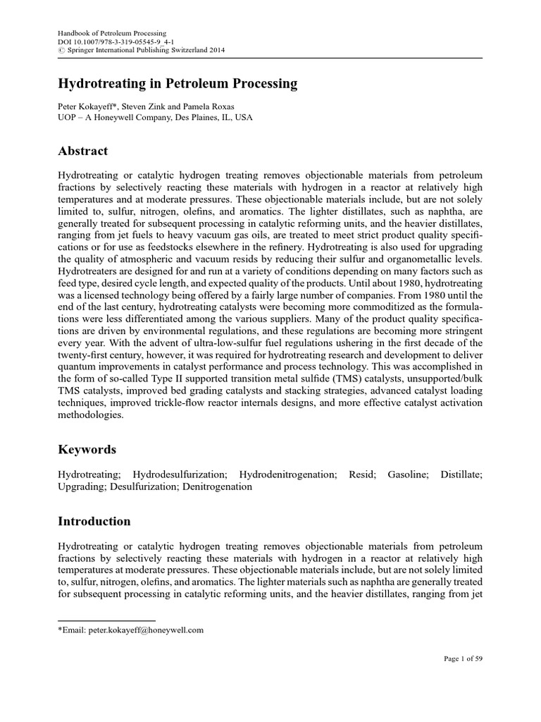 Hydrotreating - UOP - A Honeywell Company | PDF | Cracking (Chemistry ...