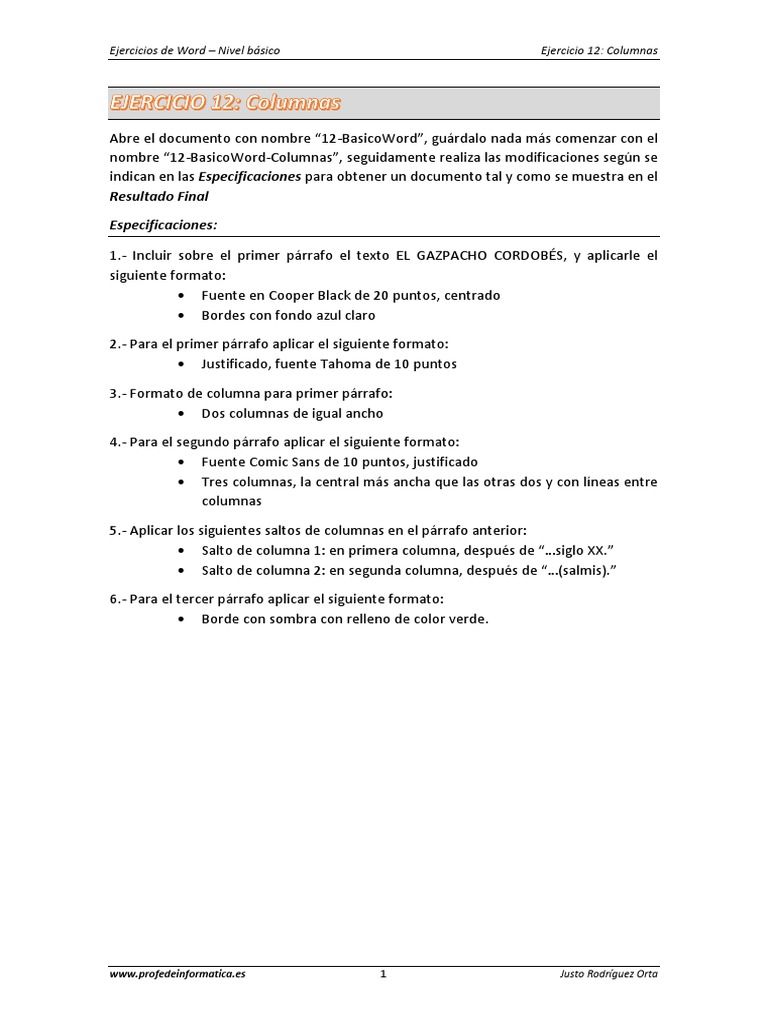 Formato de Columnas en Word Básico | PDF