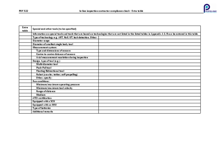 POF 322 ILI Contractor Compliance Check Extra Table - Nov 2021 | PDF ...