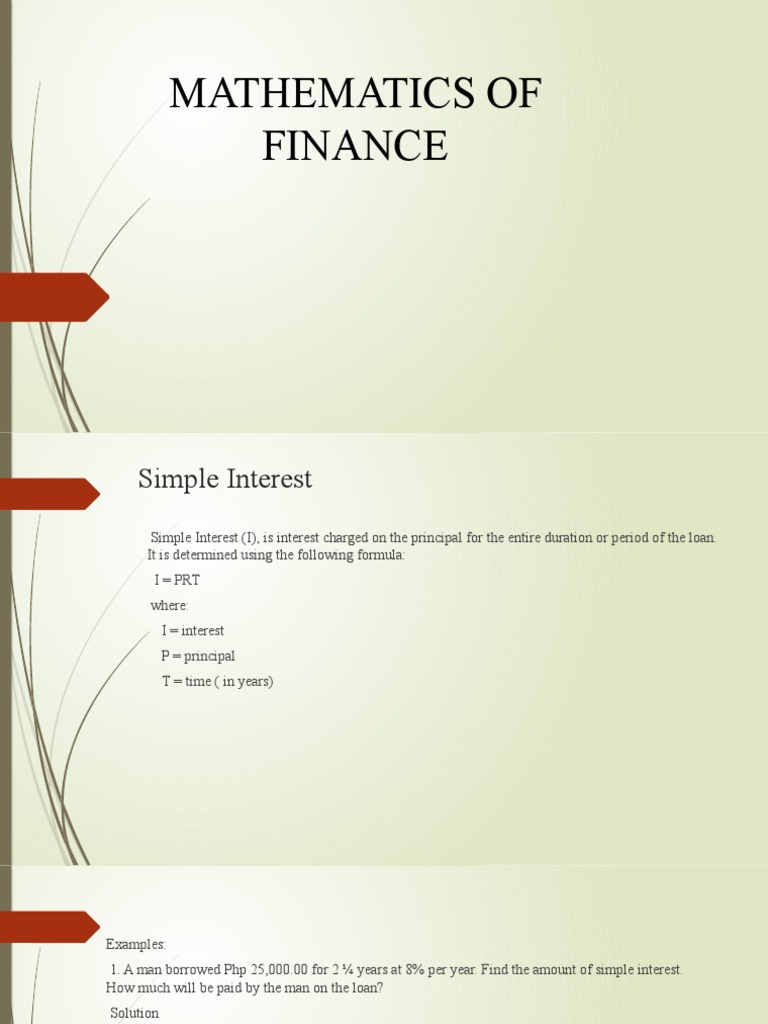 Mathematics of Finance | PDF | Interest | Compound Interest