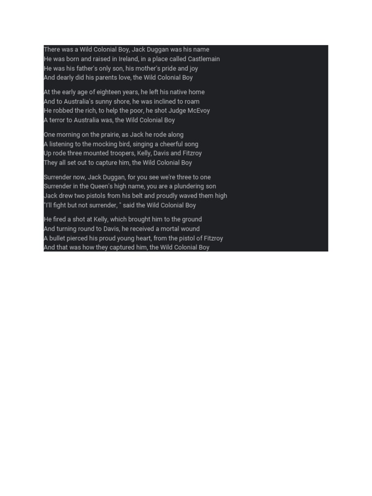 Wild Colonial Boy | PDF