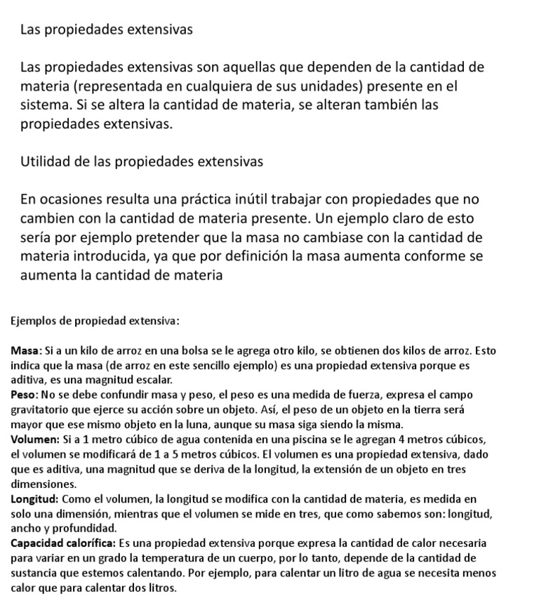 Propiedades Extensivas de La Materia | PDF | Ciencia y matemáticas