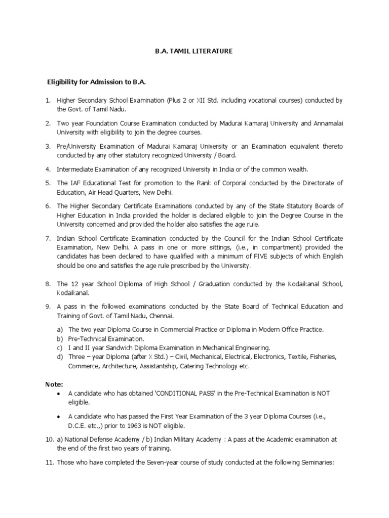 Ba Tamil Literature PDF Diploma Academic Degree