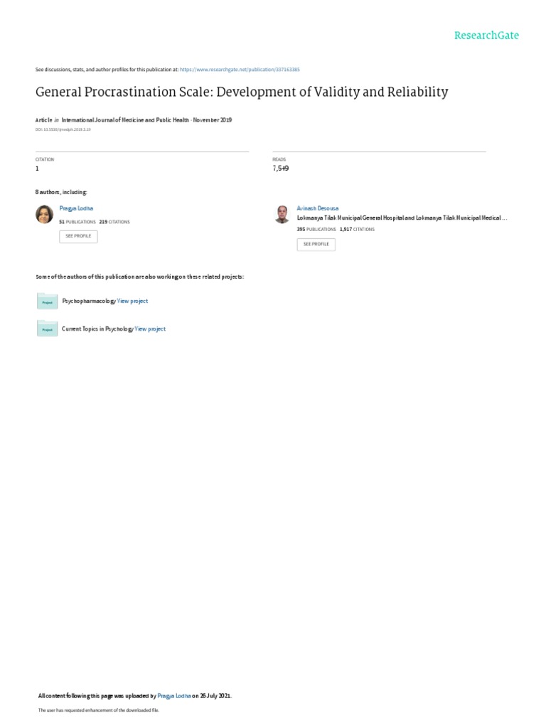 General Procrastination Scale | PDF | Procrastination | Professional Skills