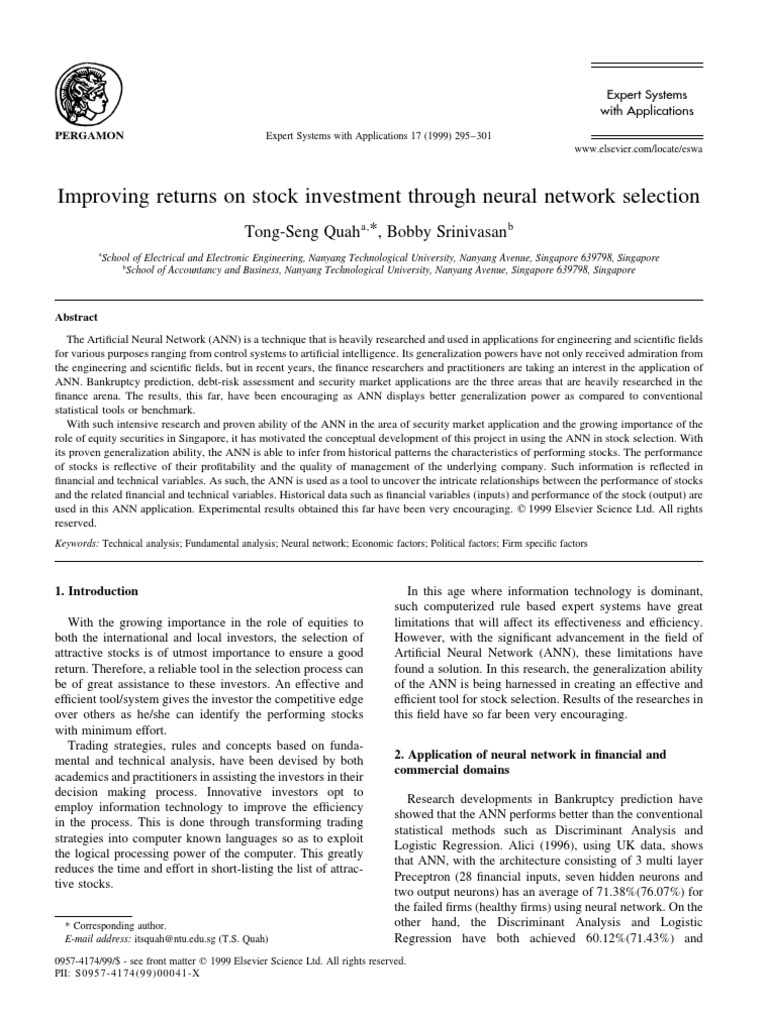 Improving Returns On Stock Investment Through Neural Network Selection ...