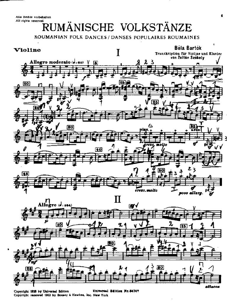Bartok, Bela - 6 Romanian Folk Dances VL PF | PDF