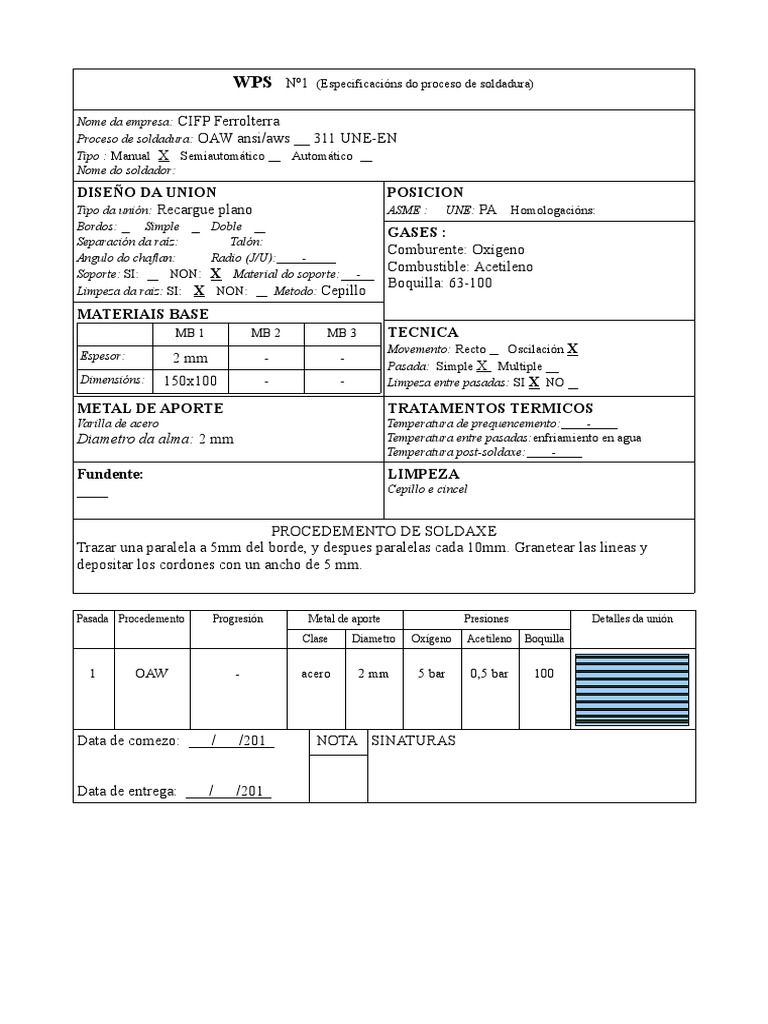 Wps OAW Nº1 | PDF | Soldadura | Construcción
