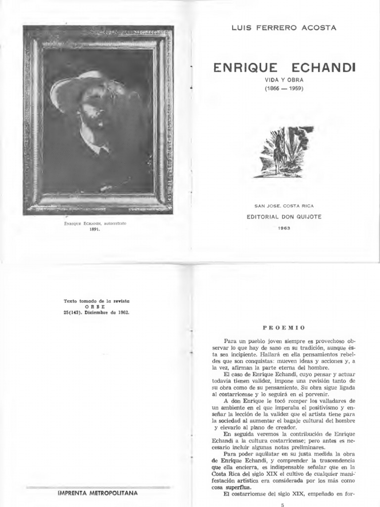 Enrique Echandi Vida y Obra (1866-1959) - Ferrero Acosta | PDF | Clásicos
