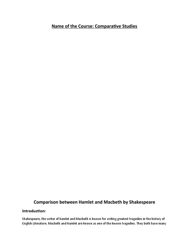 Comparison Between Macbeth and Hamlet | PDF | Macbeth | Hamlet