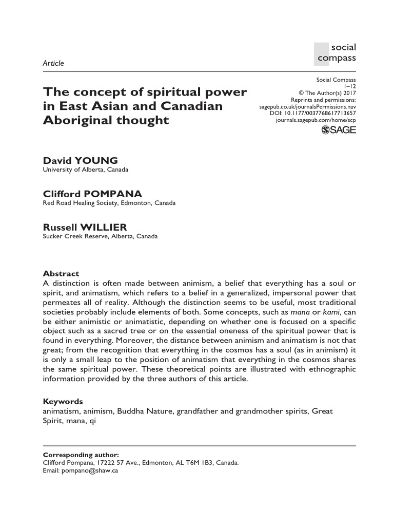 The Concept of Spiritual Power in East Asian and Canadian Aboriginal ...