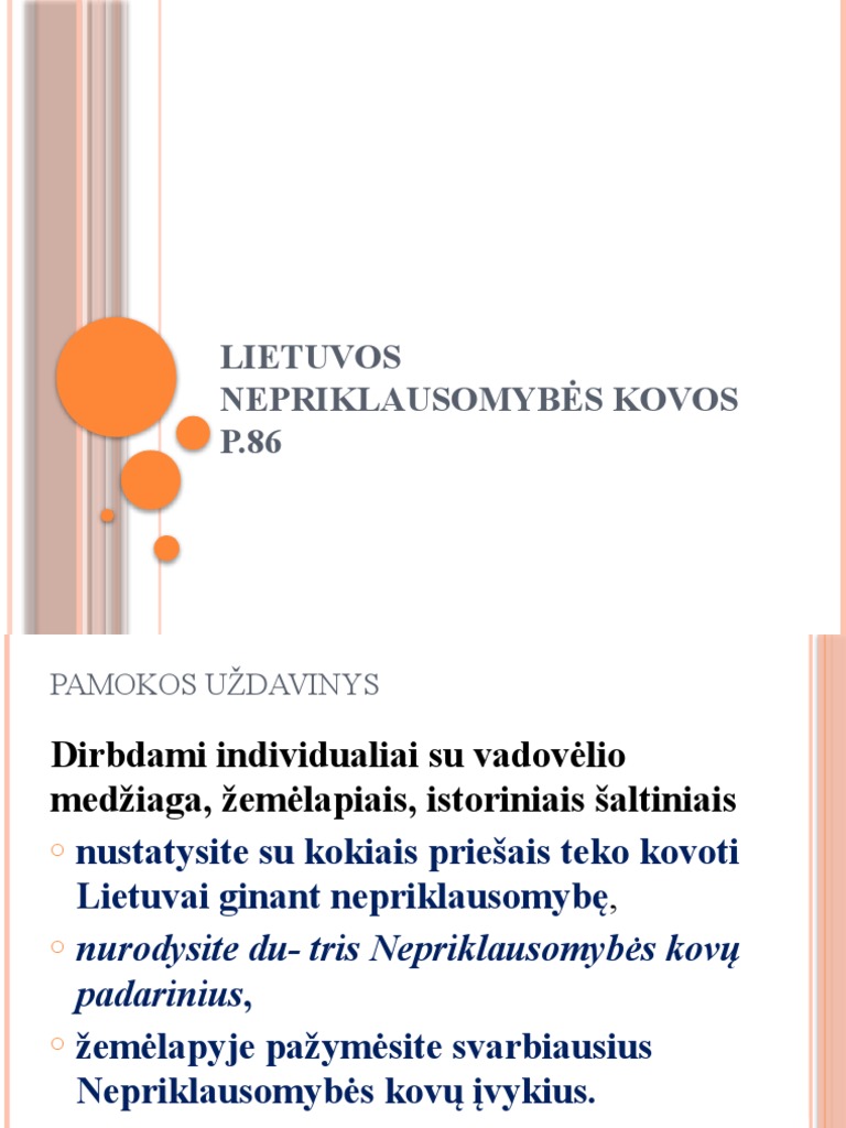 10 Klasė. Nr.11. Lietuvos Nepriklausomybės Kvos | PDF