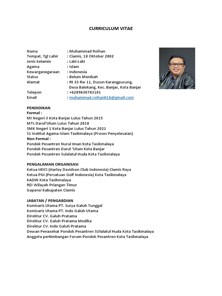 Curriculum Vitae Muhammad Roihan PDF | PDF