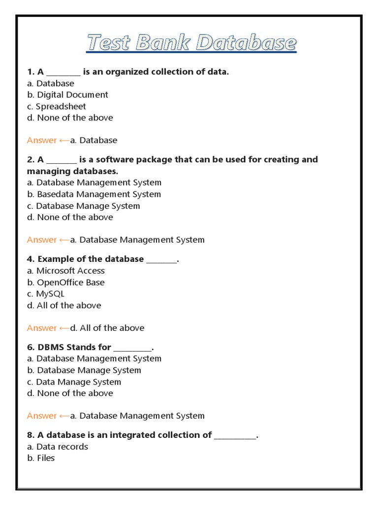 Dbms MCQ | PDF | Databases | Sql