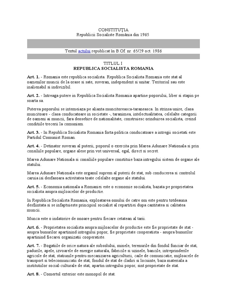 Constituţia 1965 | PDF