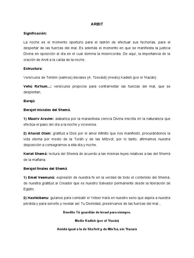 Arbit | PDF | Shema Israel | Creencia religiosa y doctrina