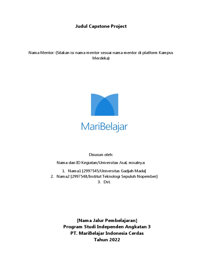 Proposal Capstone Project Sistem Informasi | PDF