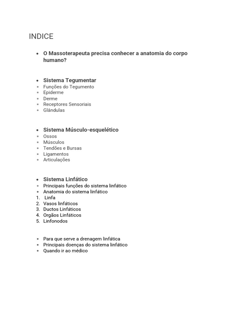 Anatomia para Massoterapia | PDF | Sistema linfático | Osso