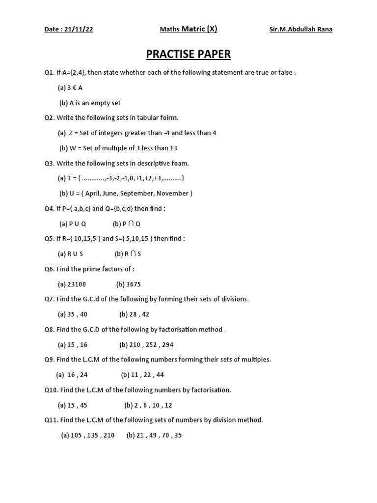 Practise Paper | PDF