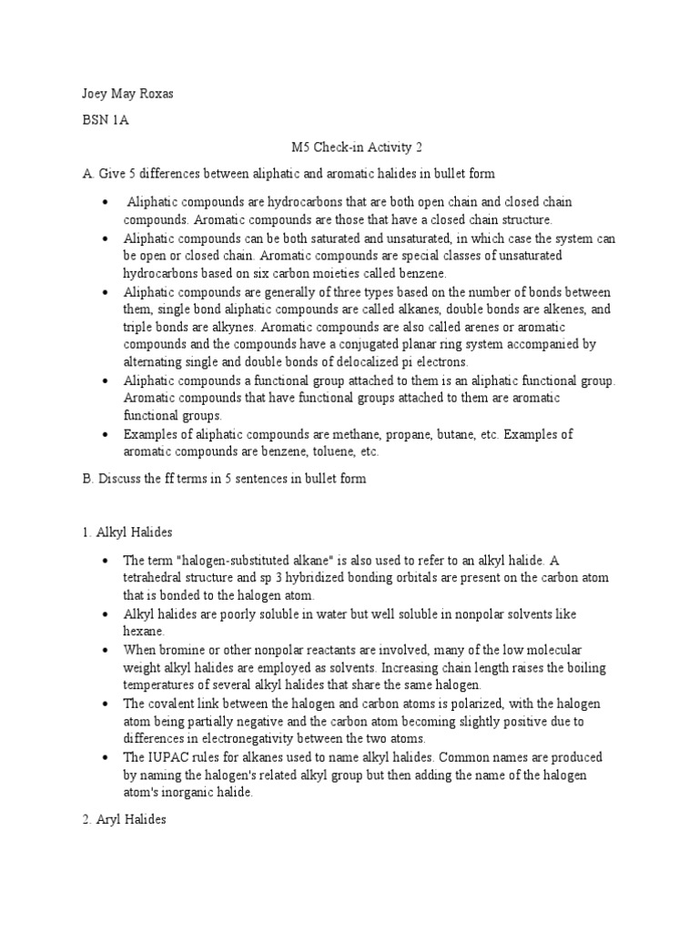 M5 Check-In Activity 2 | PDF | Functional Group | Alkane
