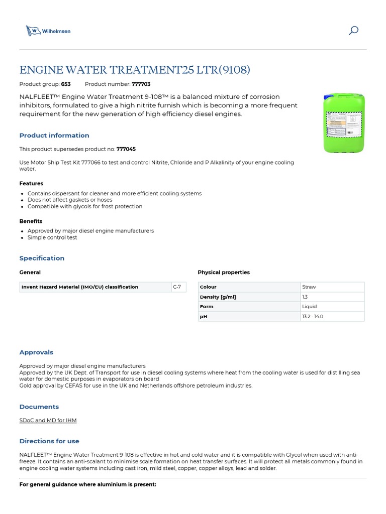 Engine Water Treatment25 LTR (9108) | PDF | Water | Water Treatment