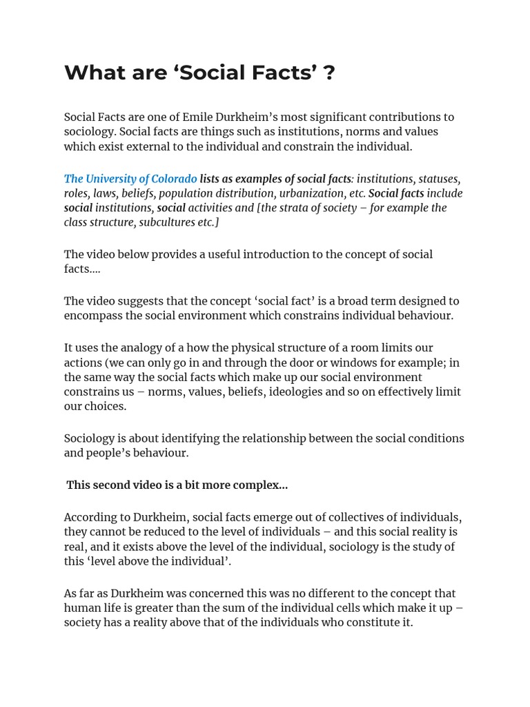What Are ‘Social Facts’ - En | PDF | Émile Durkheim | Sociology