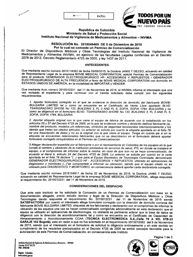 Invima Electrocauterio Derm A942 | PDF