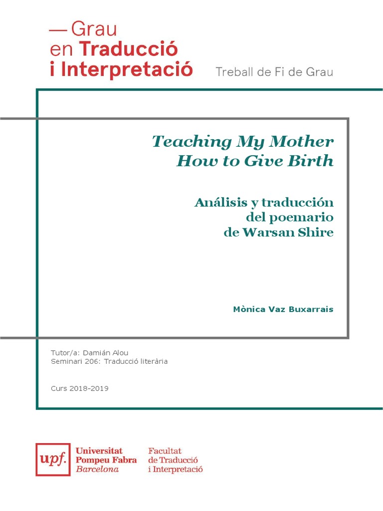 Teaching My Mother How To Give A Birth | PDF | Traducciones | Autor