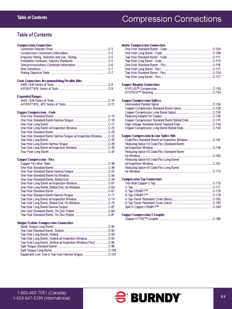 Section C - Compression - 2020 BURNDY Master | PDF | Electrical Connector | Electrical Conductor