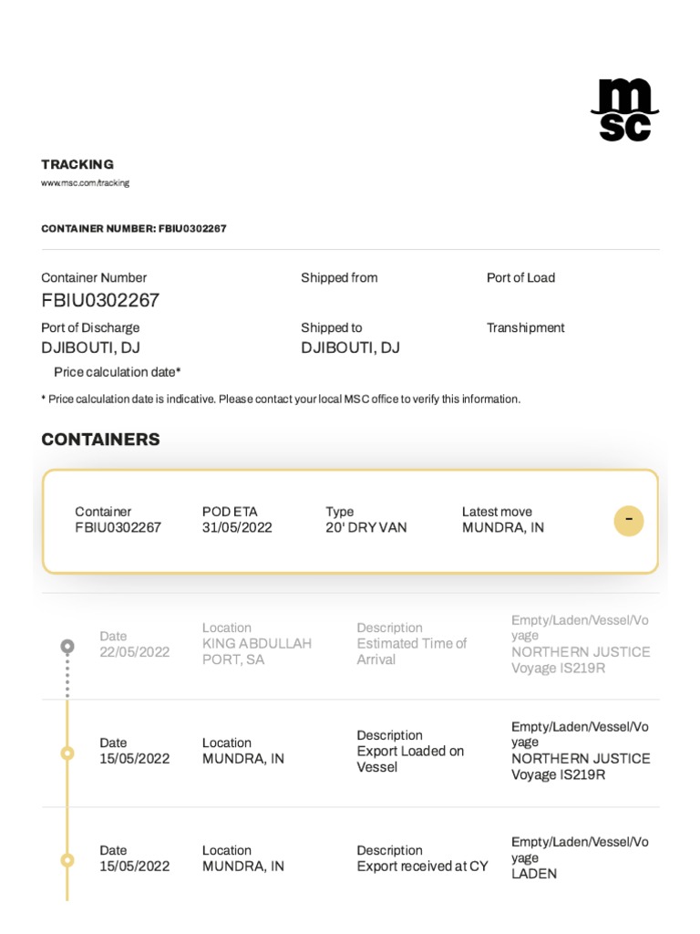 Shipping Container Tracking and Tracing - MSC | PDF | Containerization ...