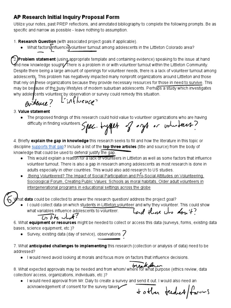 Edited - Reagan Horn - Ap Research Inquiry Proposal Form | PDF ...