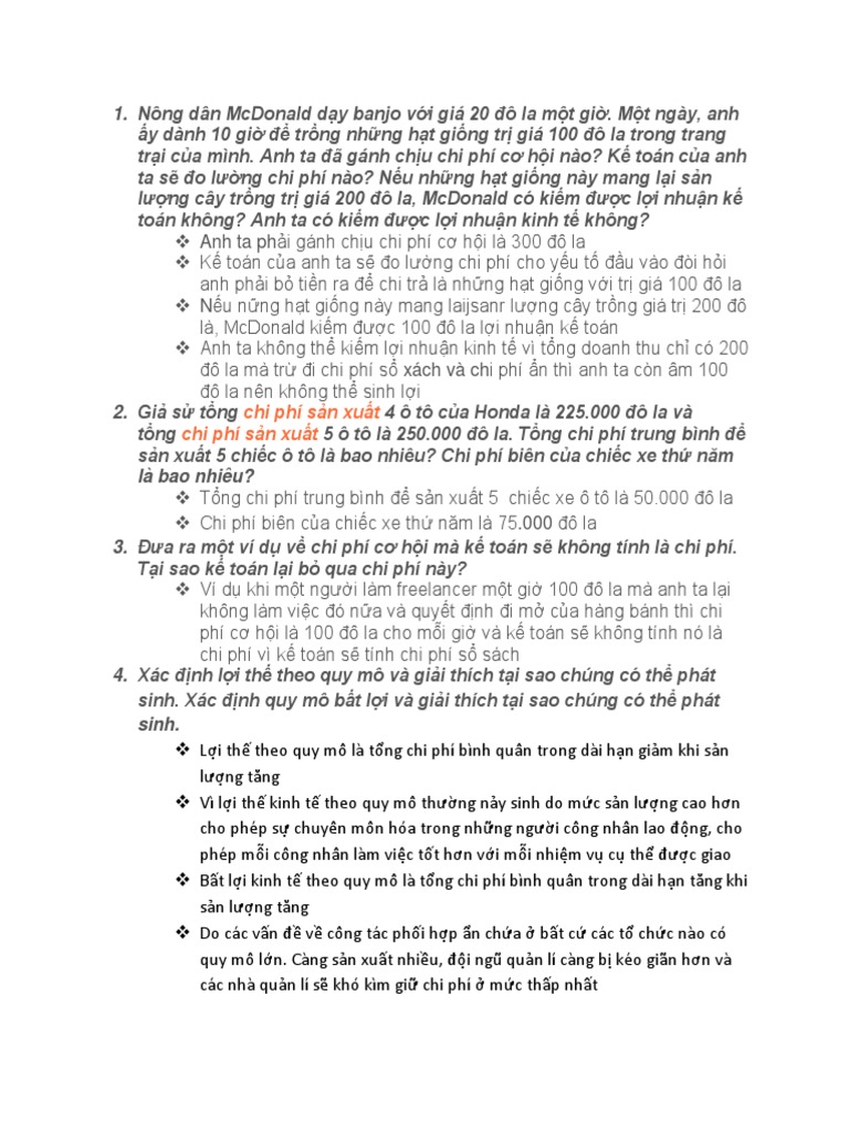 BT Chi Phí SX | PDF