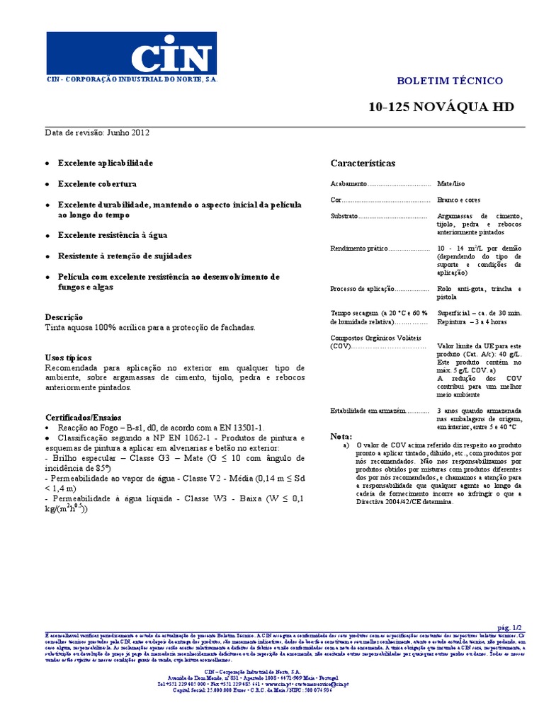 Novaqua HD | PDF | Tinta | Materiais