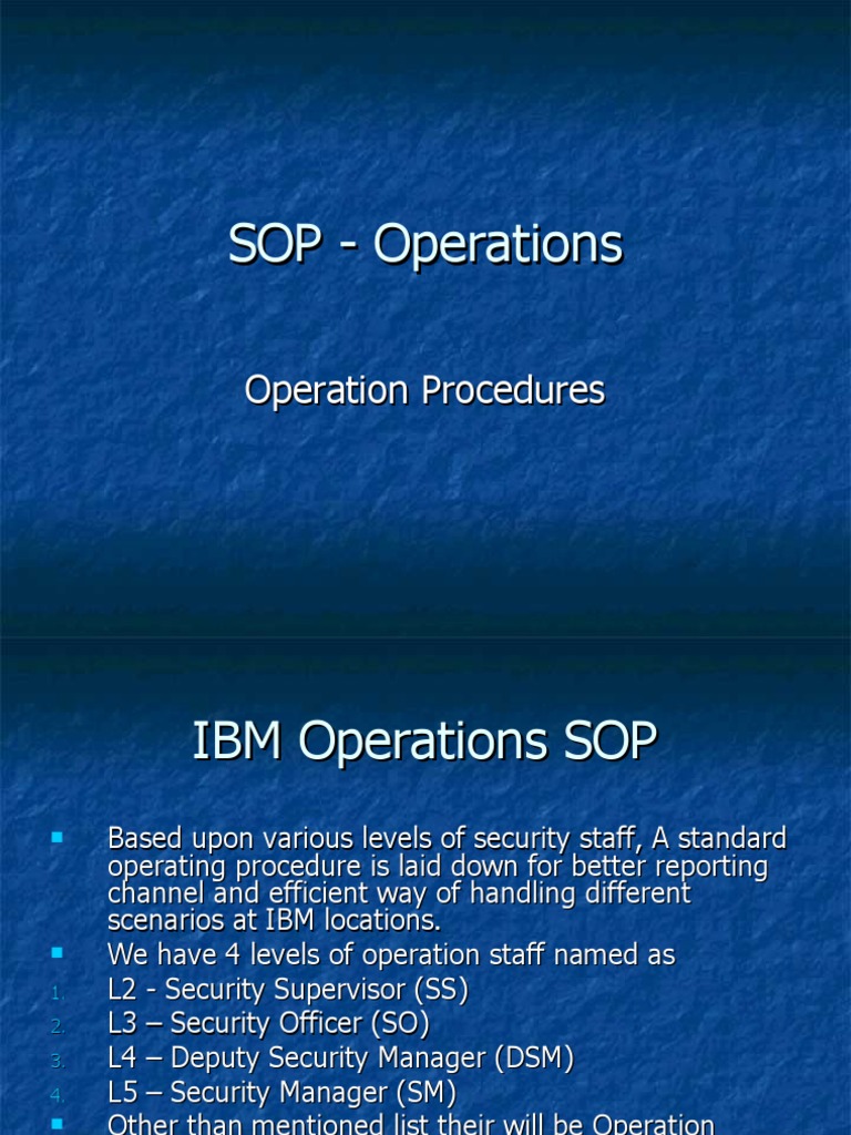 IBM Operations SOP Overview | PDF