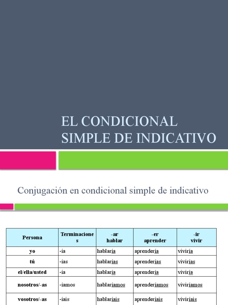 El Condicional Simple de Indicativo | PDF | Verbo | Lingüística