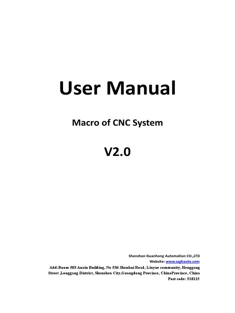 User Manual of Macro V2.0 | PDF | Numerical Control | Cartesian ...