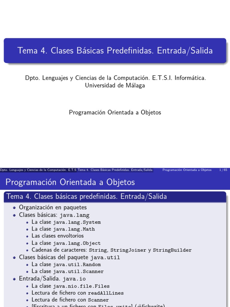 Clases Predefinidas | PDF | Objeto (informática) | Cadena (informática)