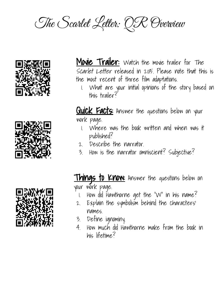 The Scarlet Letter: QR Overview: Movie Trailer | PDF | The Scarlet ...