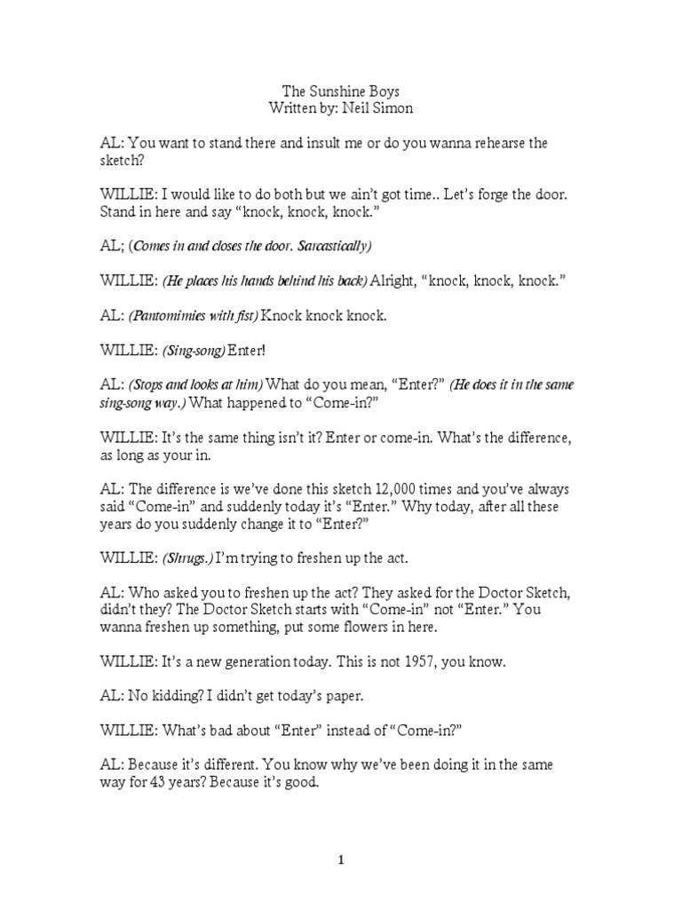 The Sunshine Boys | PDF