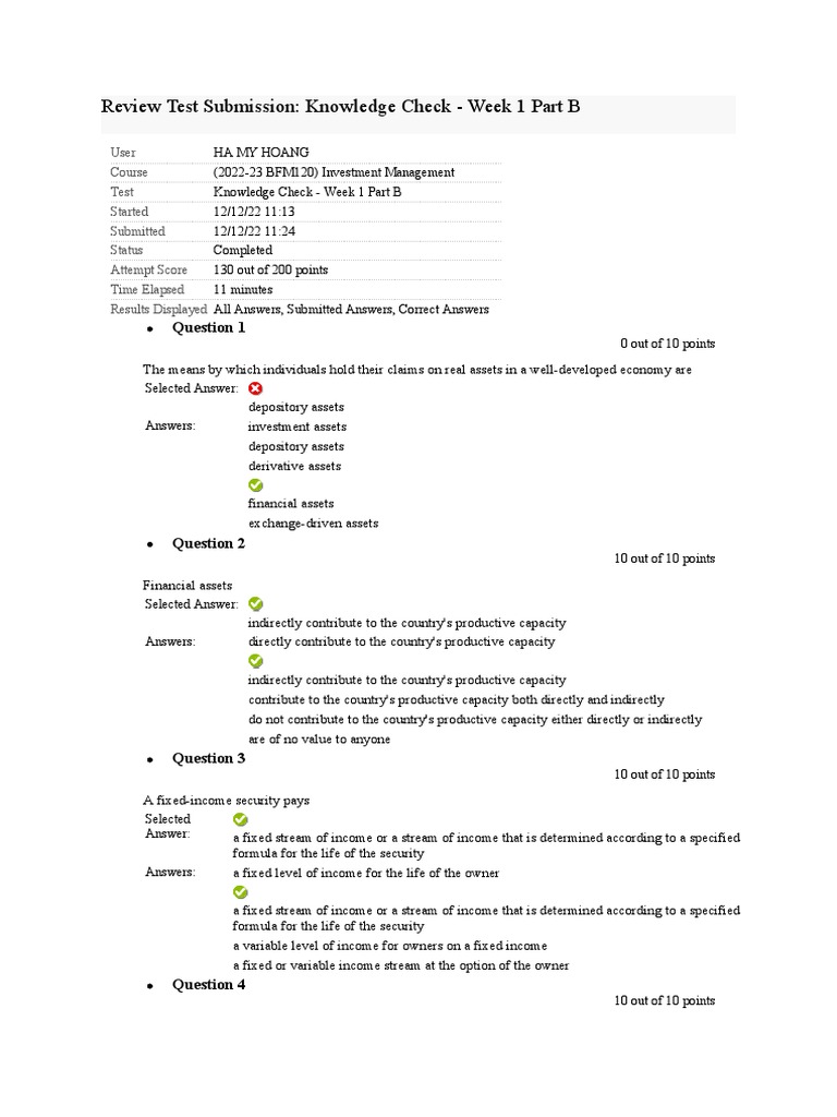 Knowledge Check 2 | PDF | Investment Fund | Closed End Fund