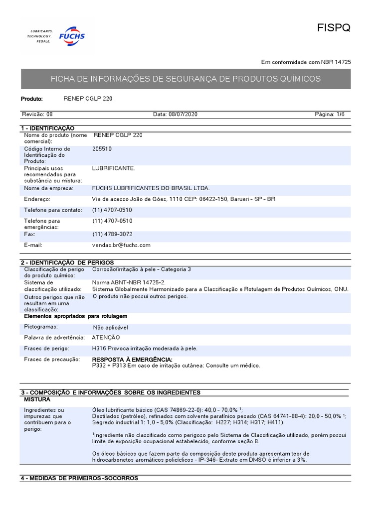 Renep CGLP 220 - Fispq Ghs | PDF | Embalagem e rotulagem | Química