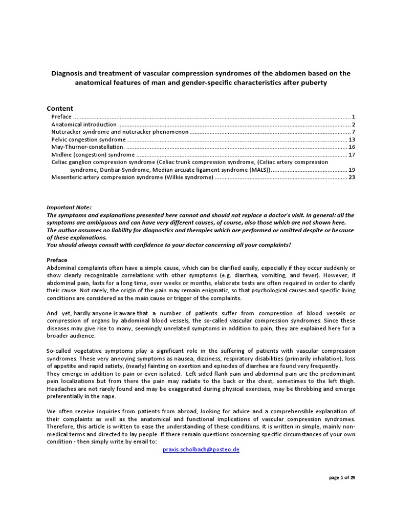 Vascular Compression Syndromes Own Website | PDF | Vein | Cerebrospinal ...