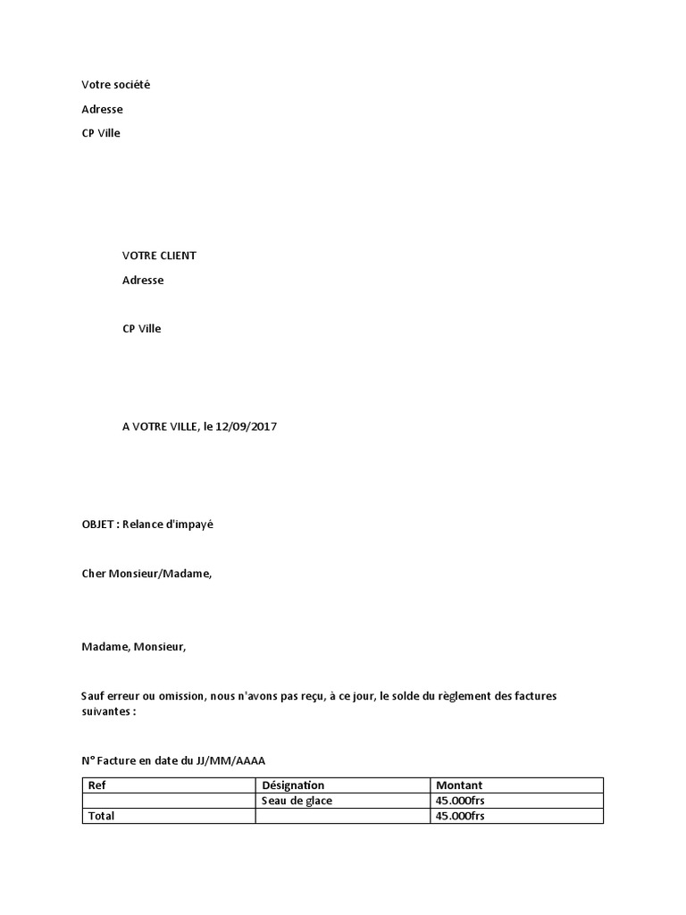 Lettre de Relance | PDF