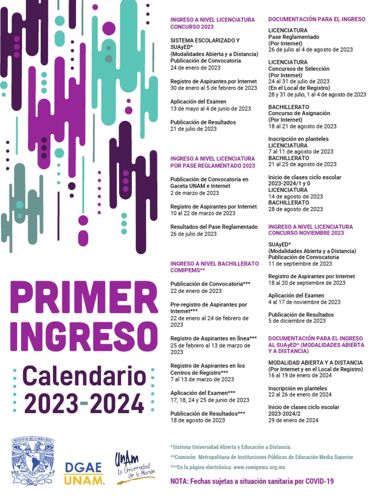 Primer Ingreso UNAM 2023 2024 | PDF