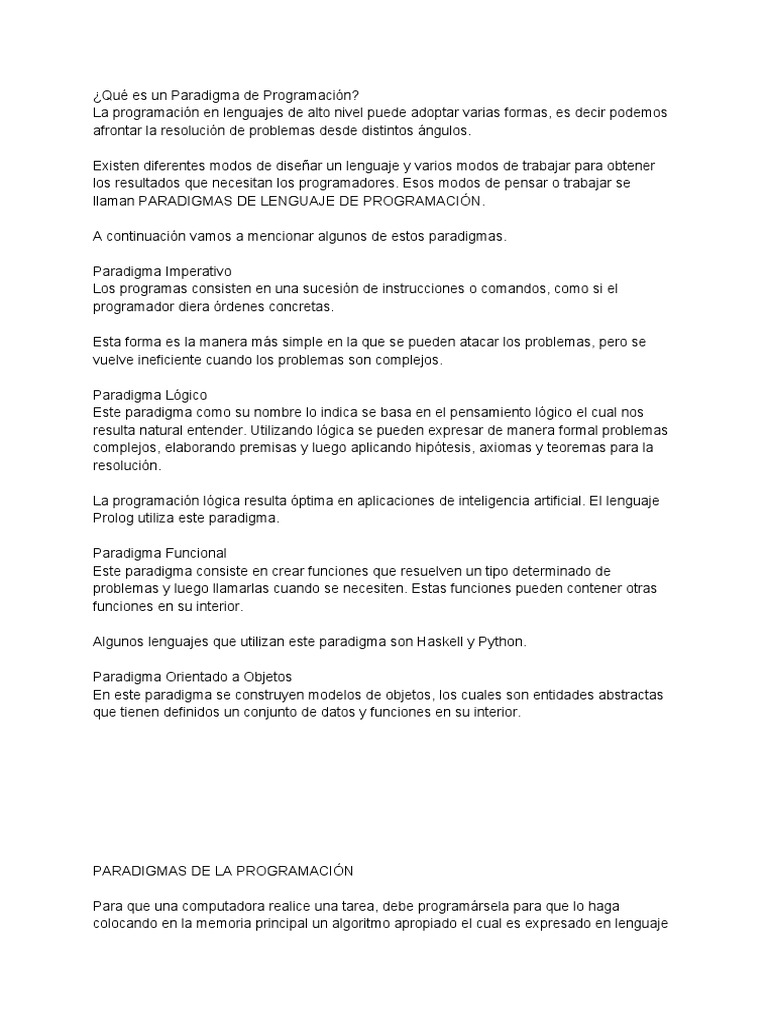 ¿Qué Es Un Paradigma de Programación | PDF | Lenguaje de programación | Programación de computadoras