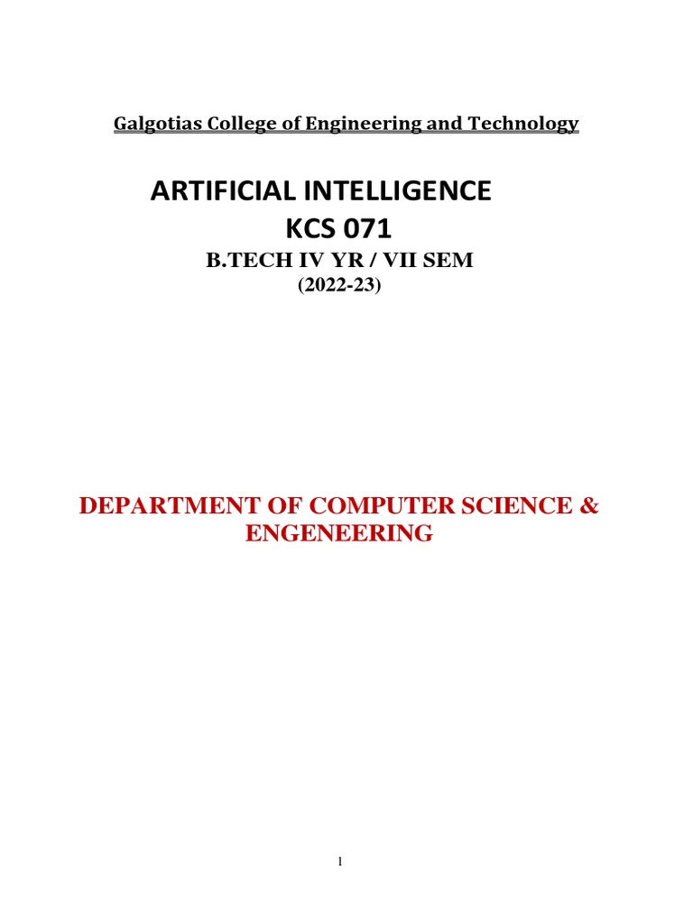 Unit III Ai Kcs071 | PDF | First Order Logic | Logic